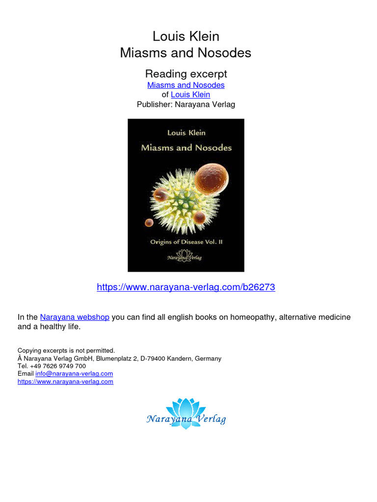 Miasms and Nosodes Volume 2 Louis Klein.26273 | PDF | Homeopathy | Streptococcus