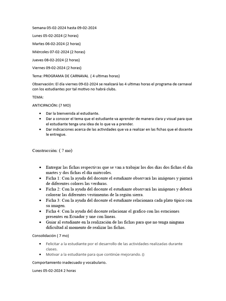 Semana 05 planificaciones extras | PDF