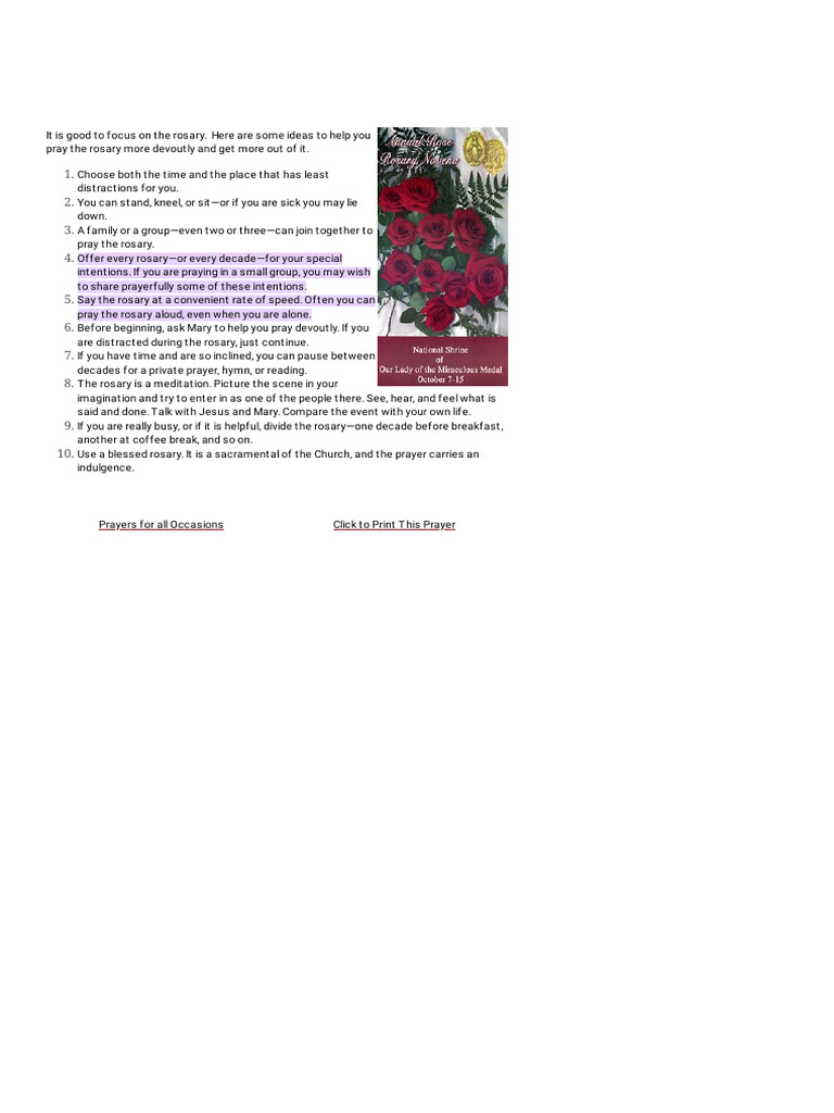 AMM - Tips On Praying the Rosary More Devoutly Rosary | PDF