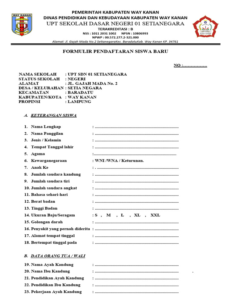 Blangko PPDB 2024 | PDF