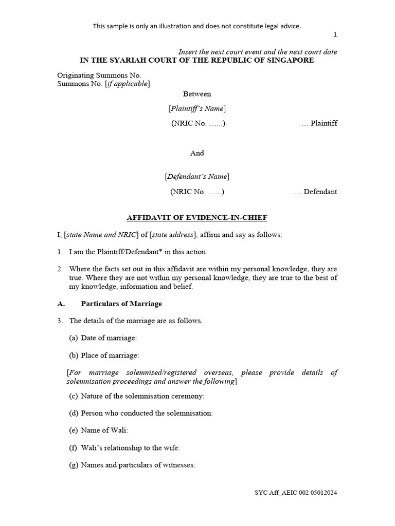 Syariah Court Affidavit Template | PDF | Self Employment | Small ...