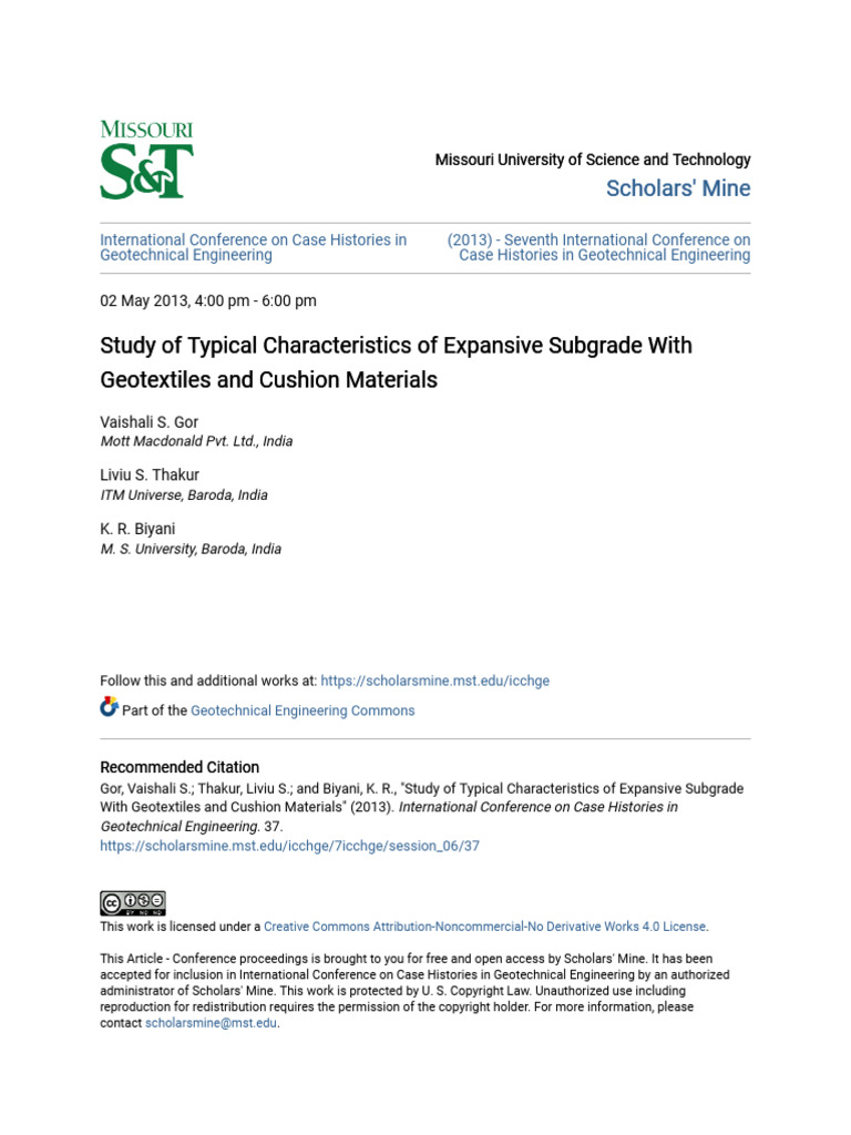 Study of Typical Characteristics of Expansive Subgrade With Geote | PDF ...