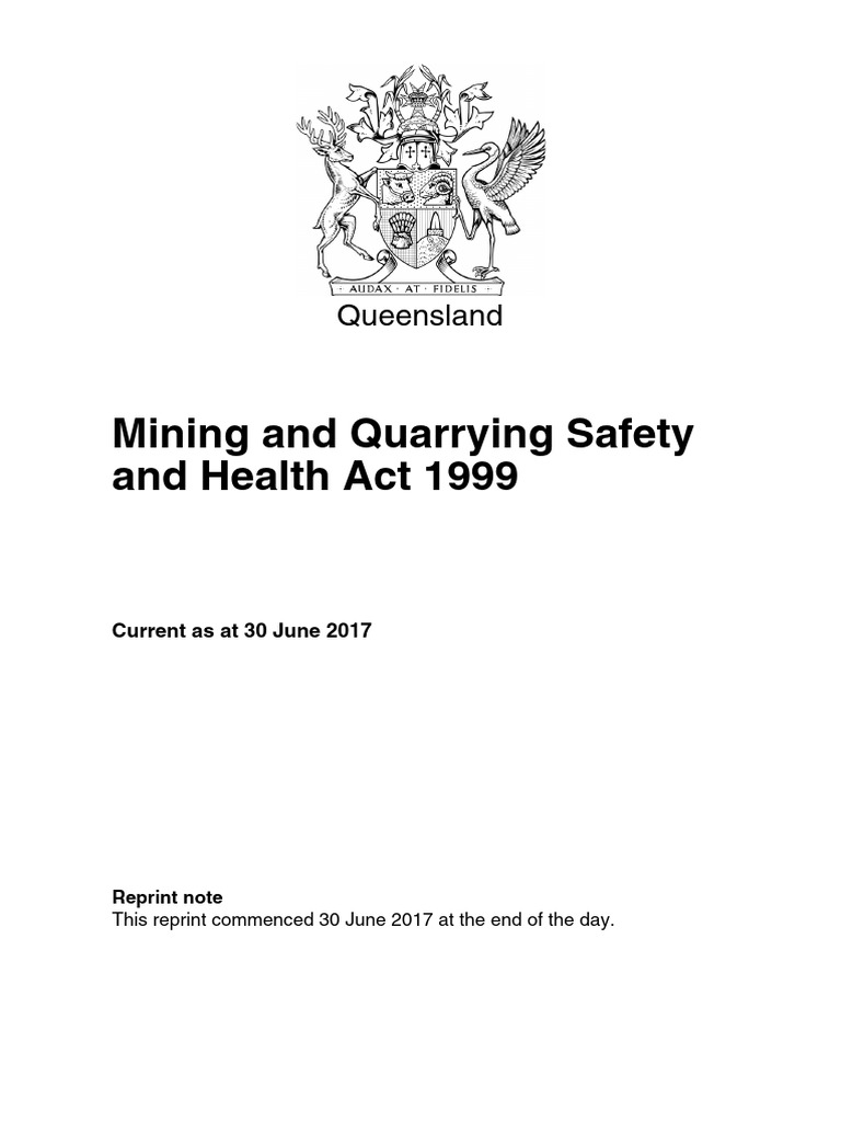 Mining & Quarrying Safety & Health Act 1999 | PDF | Occupational Safety ...