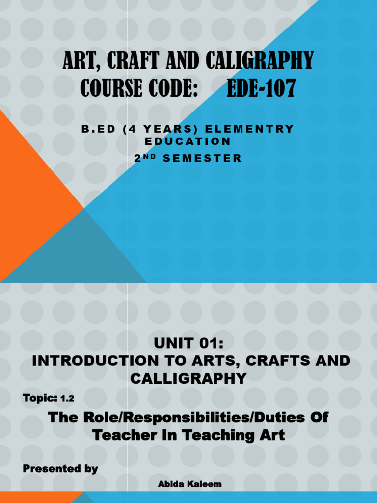 Role of Art Teacher in Education | PDF | Teachers | Visual Arts Education