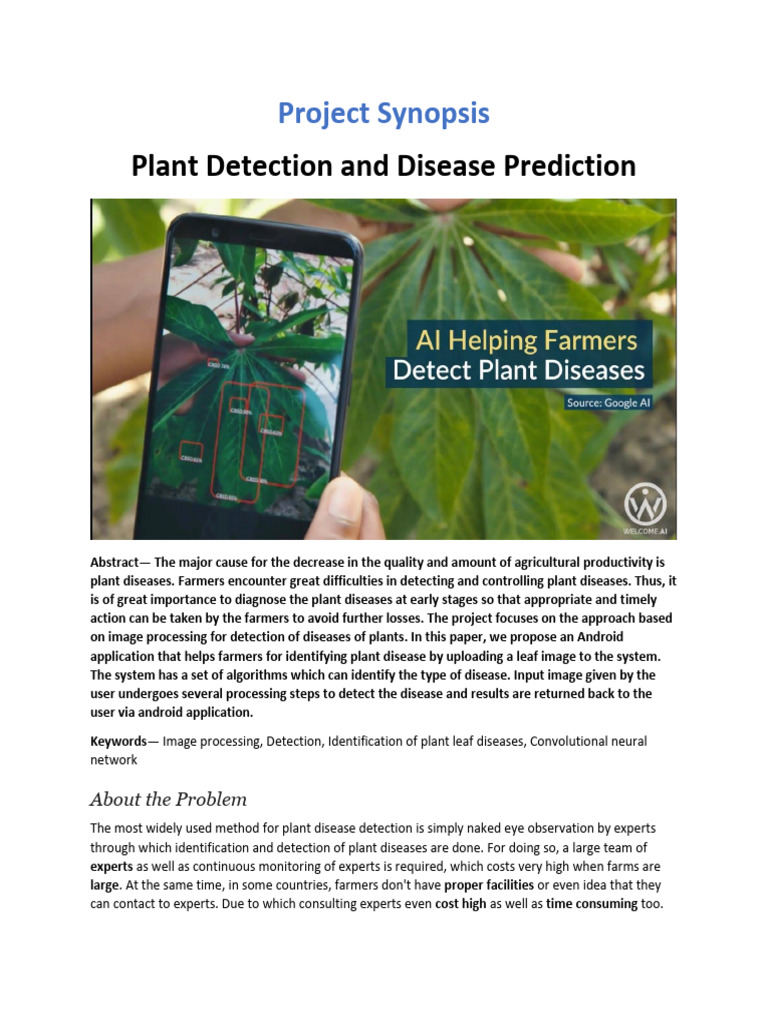 Plant Detection and Disease Prediction Synopsis | PDF | Central ...