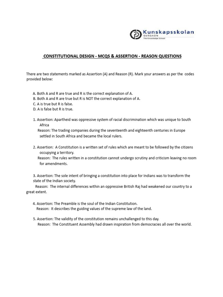 Constitutional Design A and R, MCQS | PDF | Constitution | Government