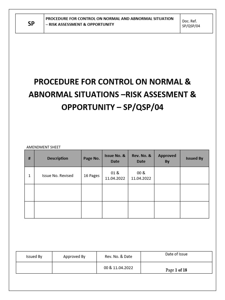 QSP-04 Procedure - For - Handling - Normal - Abnormal - Situation | PDF ...