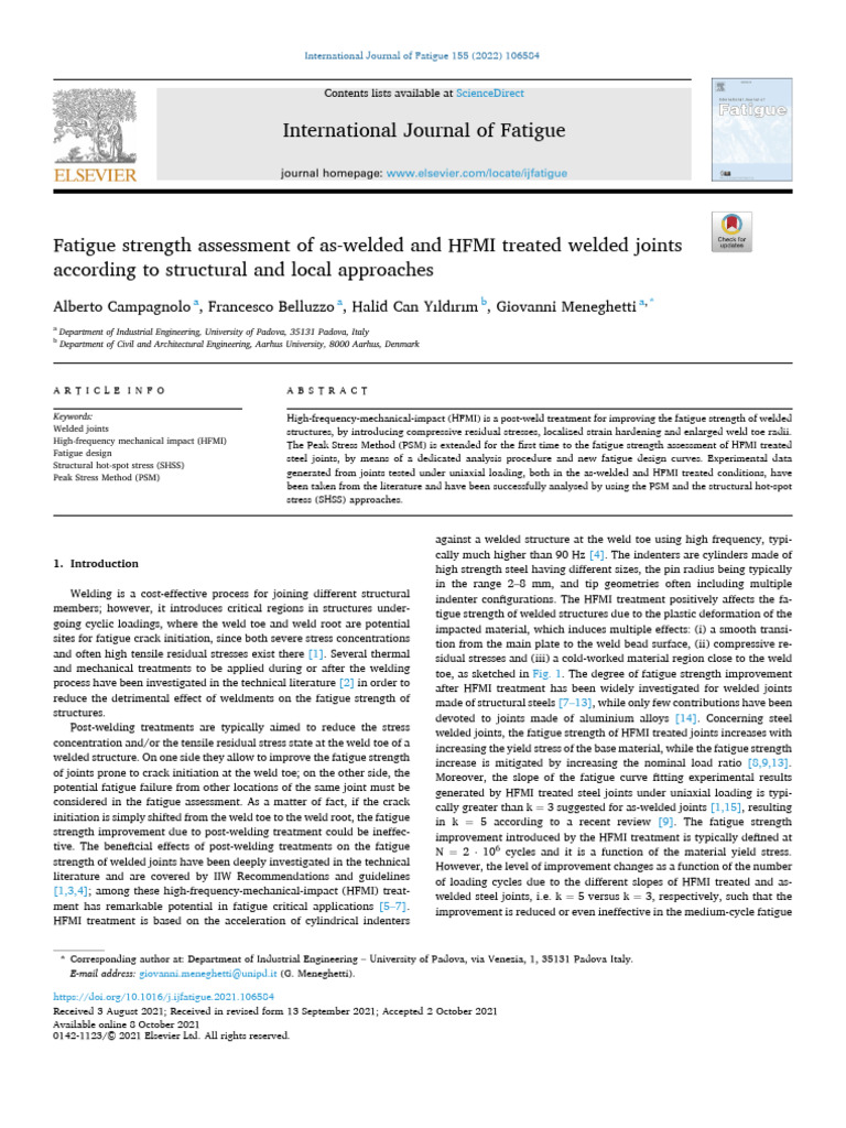 Fatigue Strength Assessment of As-Welded | PDF | Strength Of Materials ...