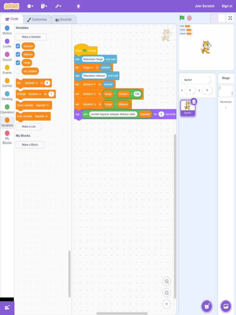 Calculate Discounted Price in Scratch | PDF | Computer Programming