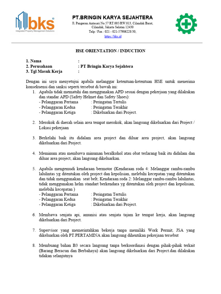 Hse Orientation Induction Pdf