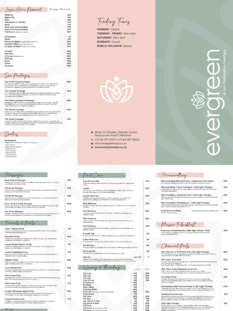Evergreen Menu | PDF