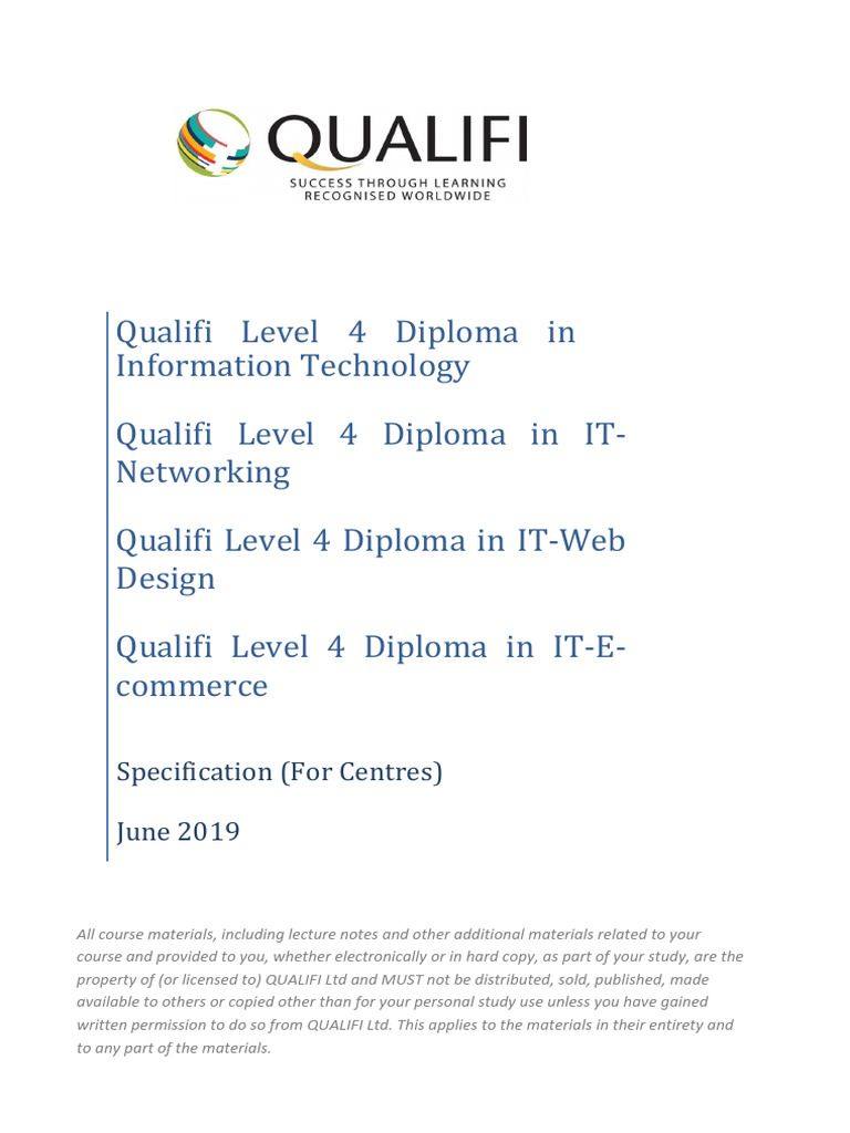 Qualifi Level 4 IT Diploma Overview | PDF | Learning | Educational ...