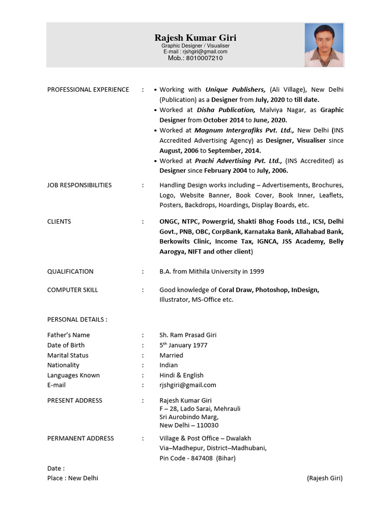 Resume Rajesh Giri | PDF