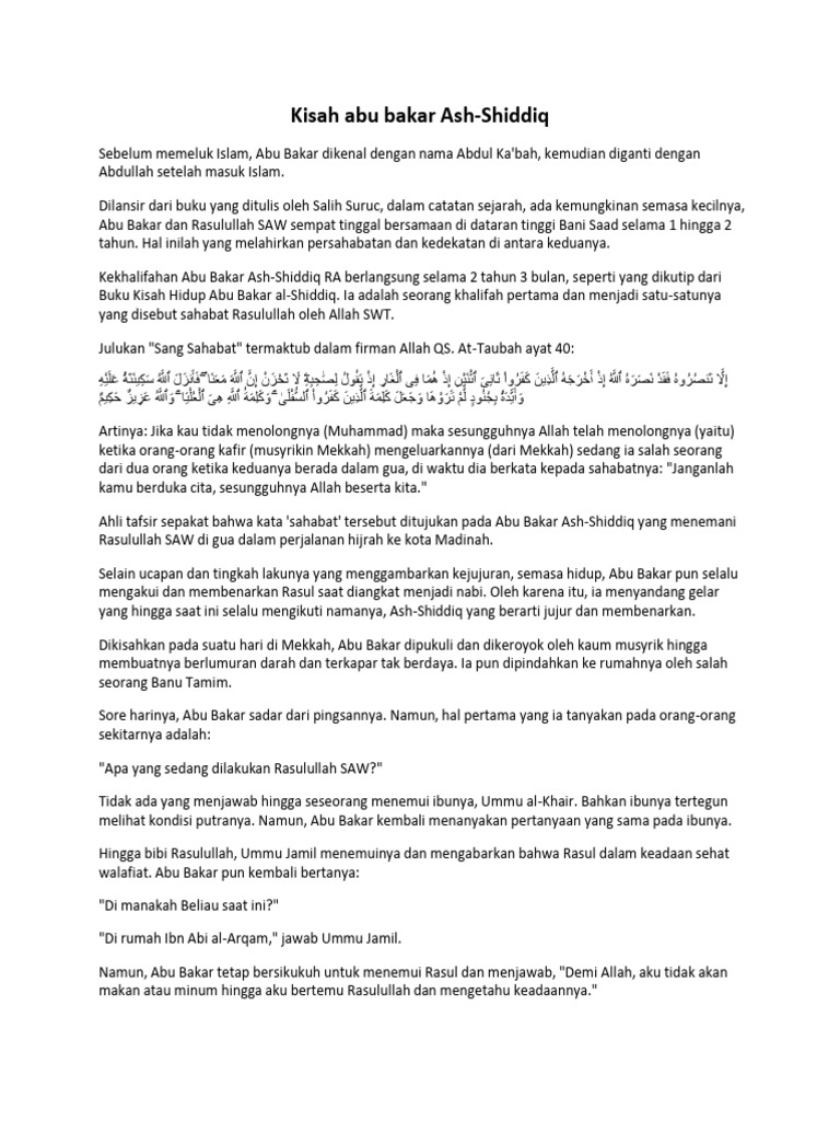 Kisah Abu Bakar | PDF