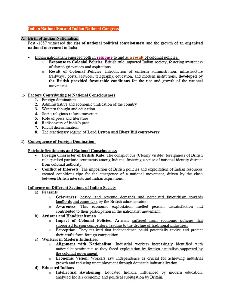 Indian Nationalism and Indian National Congress: Response | PDF ...