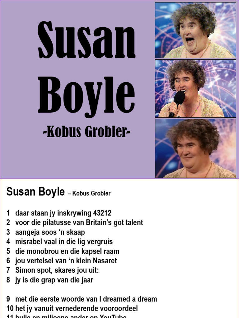 Susan Boyle - Kobus Grobler MK | PDF