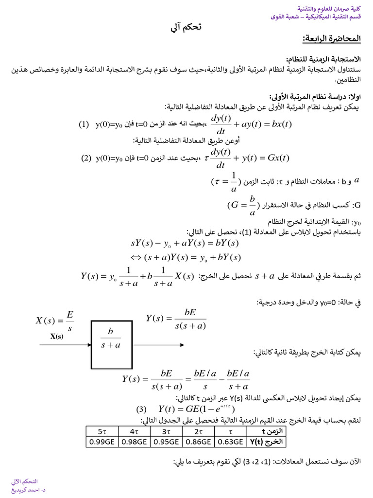 Automatic Control Lec 4 | PDF