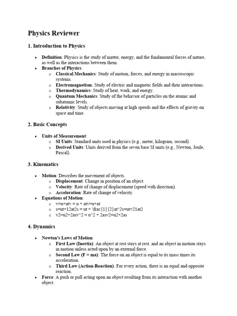 Physics Reviewer | Download Free PDF | Force | Waves