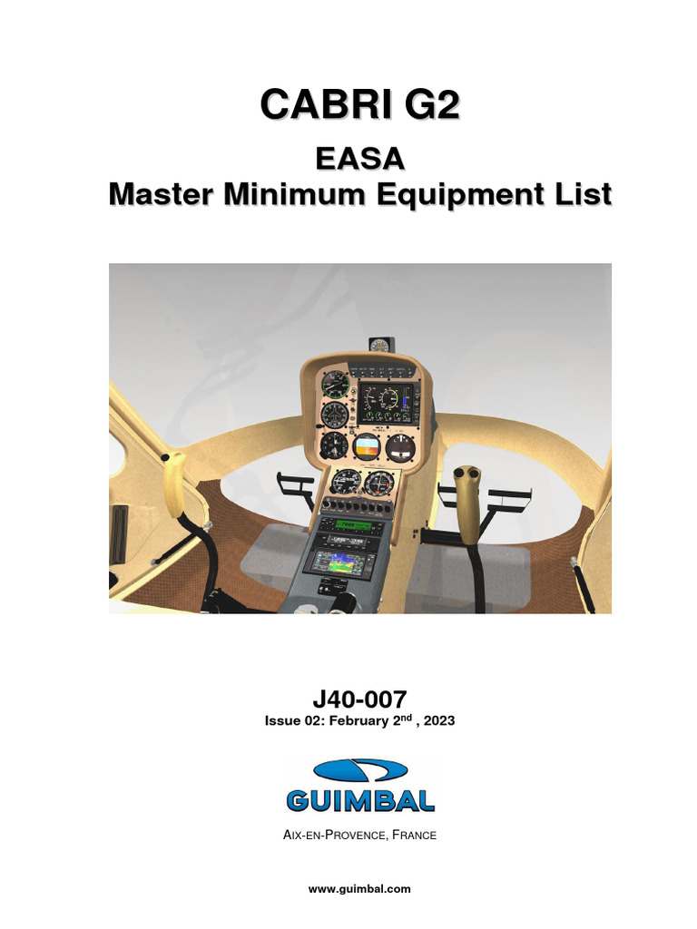 J40-007 Issue 02 - Cabri G2 EASA Master Minimum Equipment List | PDF ...