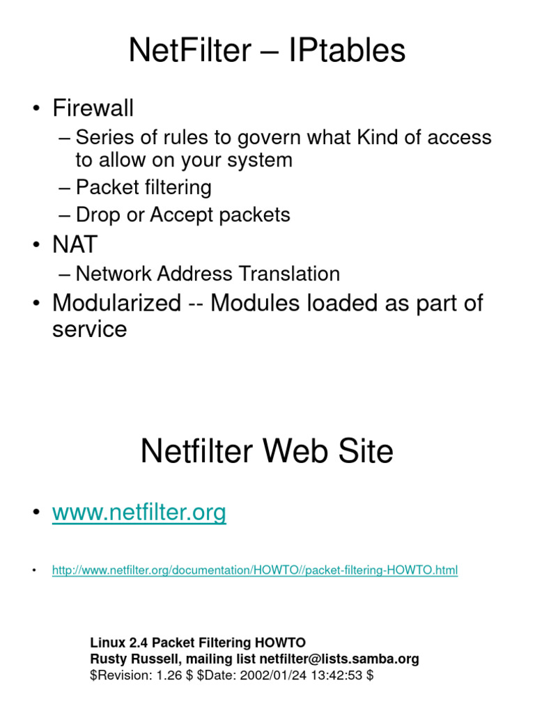 Lecture 09 Iptables | PDF | Telecommunications | Computer Science