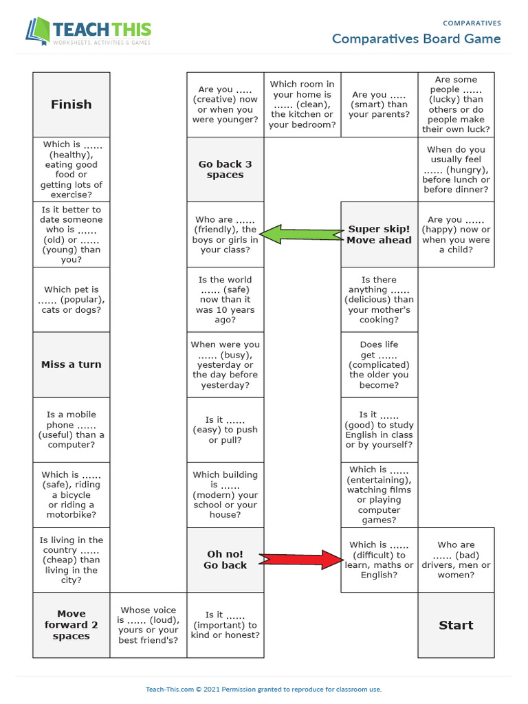Comparatives Board Game 2 | PDF