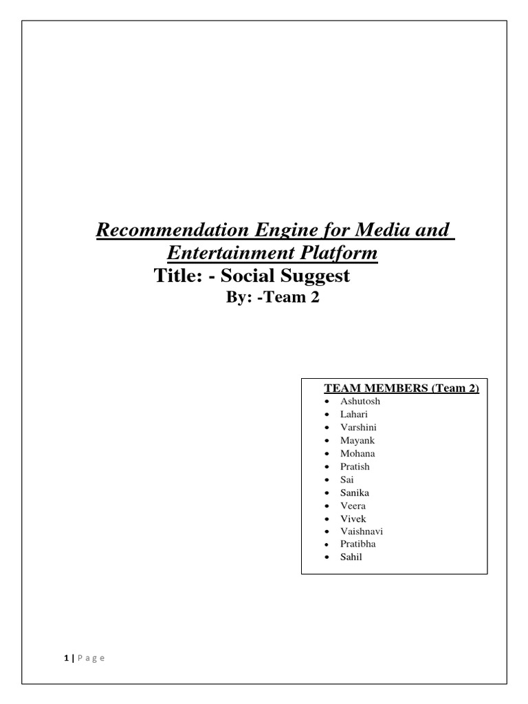 Social Suggest Team Report | PDF | Computing