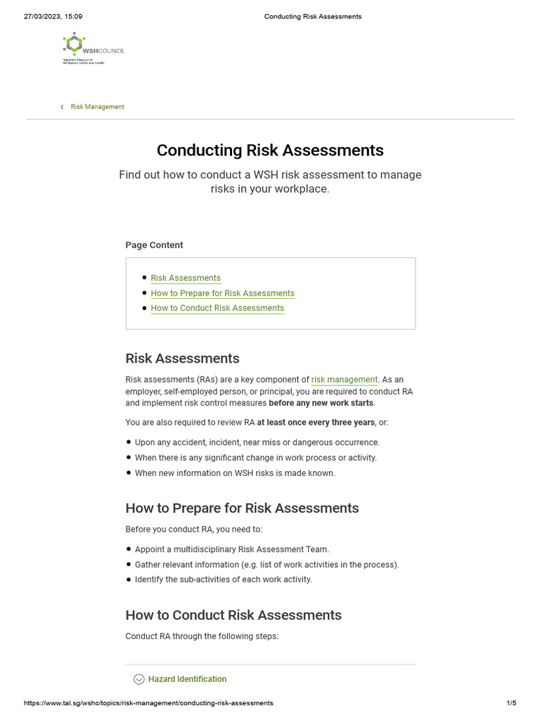 Conducting Risk Assessments | Download Free PDF | Hazards | Risk