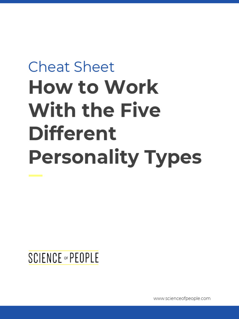 Personality Cheat Sheet | PDF | Extraversion And Introversion | Social ...