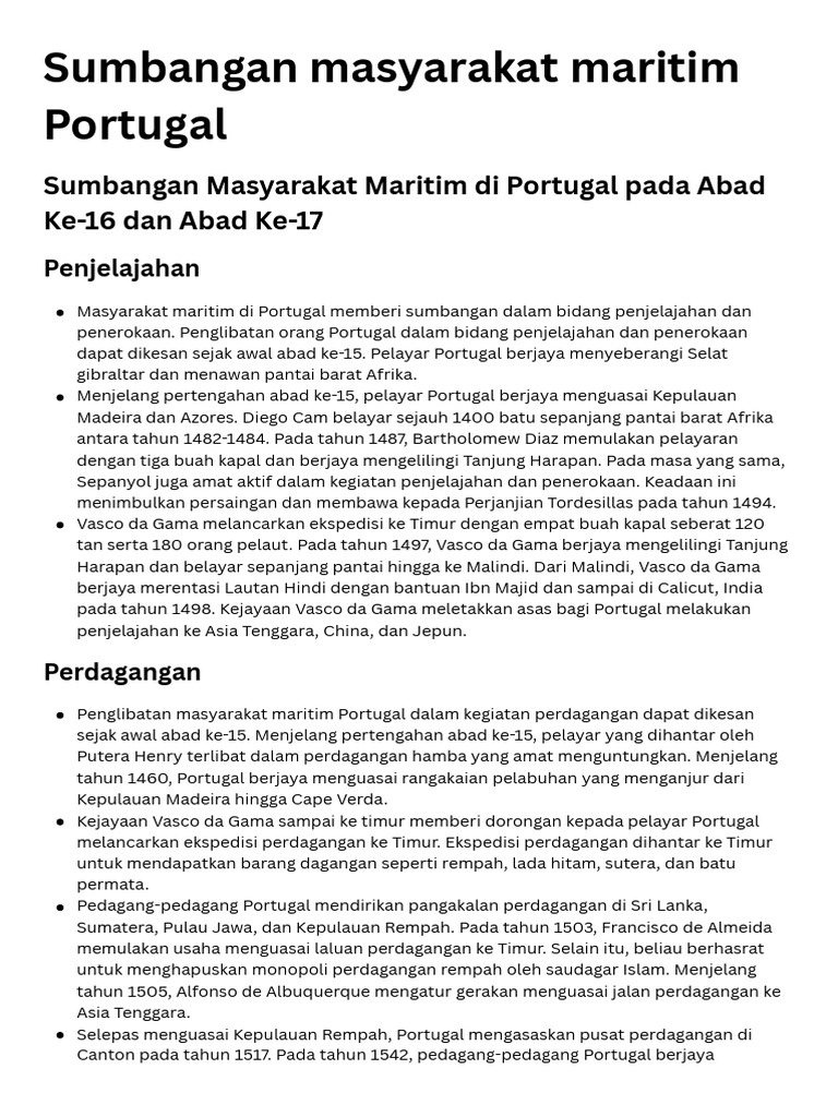 Sumbangan masyarakat maritim Portugal | PDF