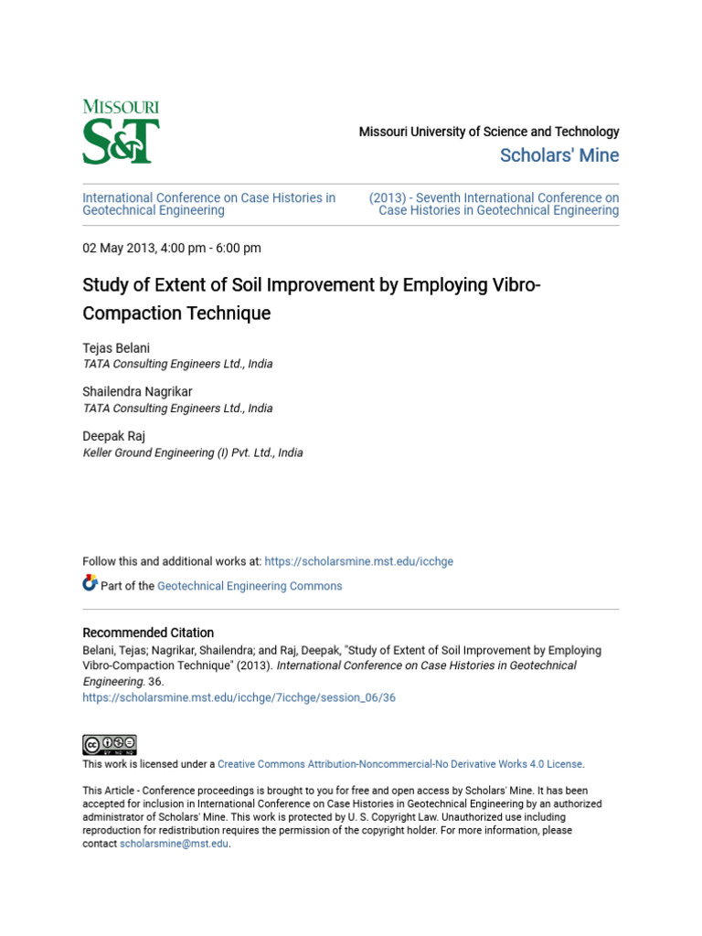 Study of Extent of Soil Improvement by Employing Vibro-Compaction | PDF ... Study of Extent of Soil Improvement by Employing Vibro-Compaction | PDF ...