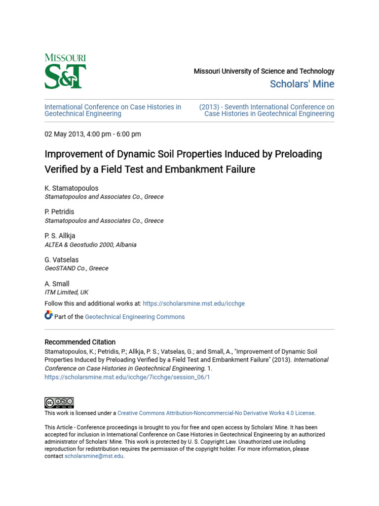 Improvement of Dynamic Soil Properties Induced by Preloading Veri | PDF ...