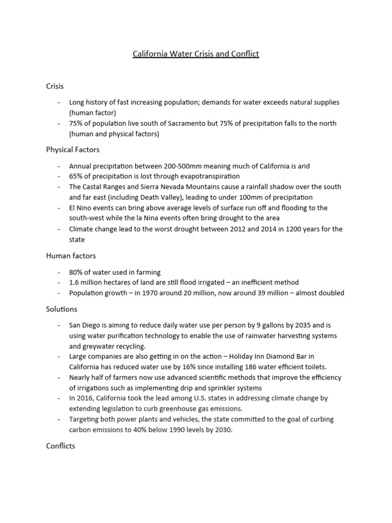 California Water Crisis and Conflict | PDF | Irrigation | Drought