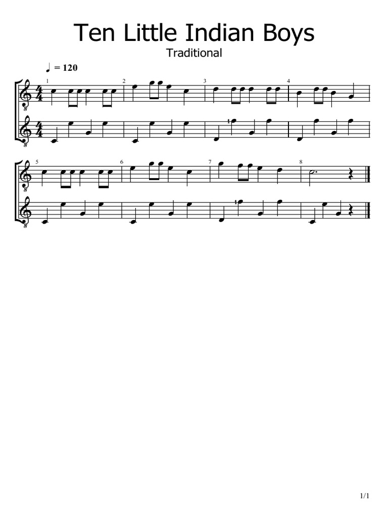 Ten Little Indian Boys | PDF