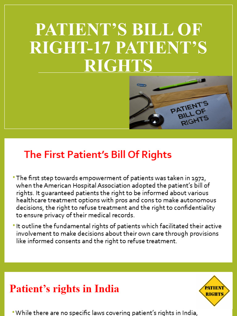 Patient's Bill of Right-17 Patient's Rights | PDF | Informed Consent ...