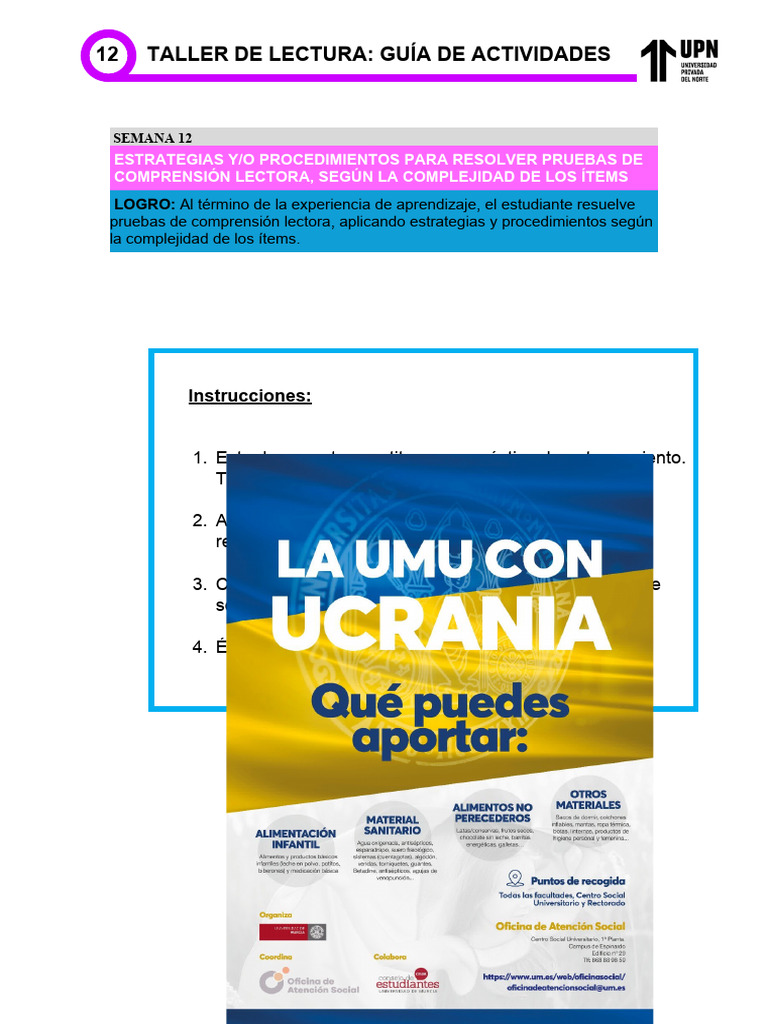 Sem 12 - Guía de Comprensión Lectora | PDF | Crímenes | Crimen y violencia