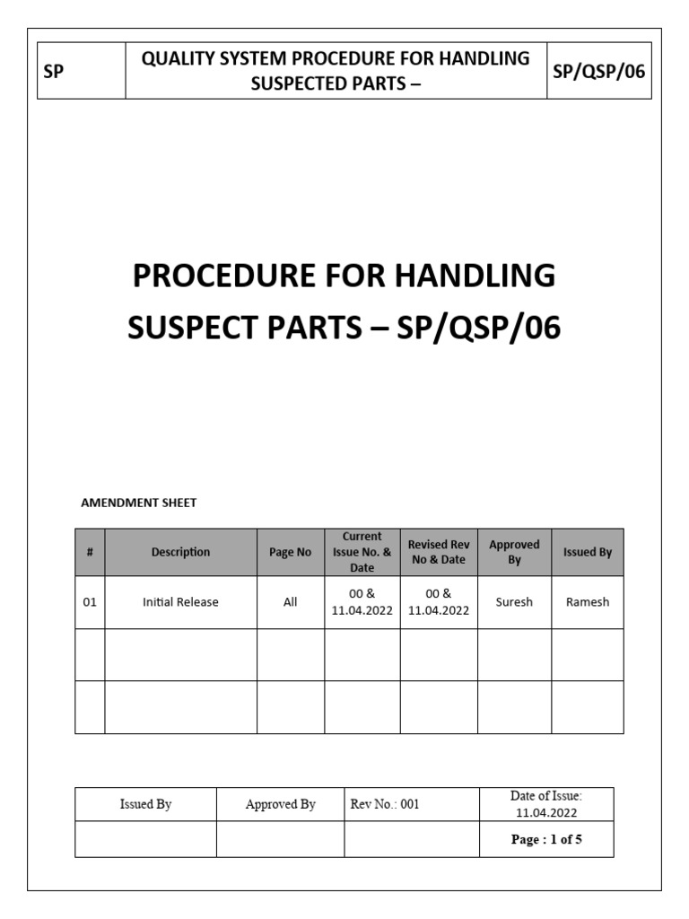 QSP-13 Procedure_for_Handling_Suspect_Parts | PDF
