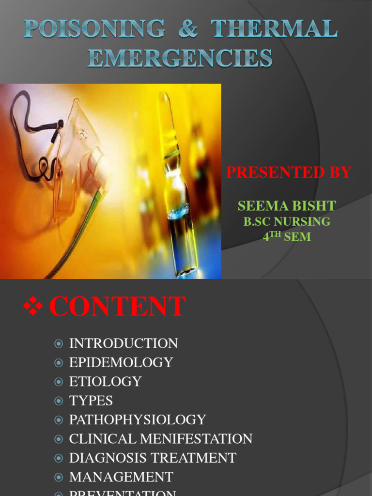 Poisoning & Thermal Emergencies | Download Free PDF | Poison | Hyperthermia