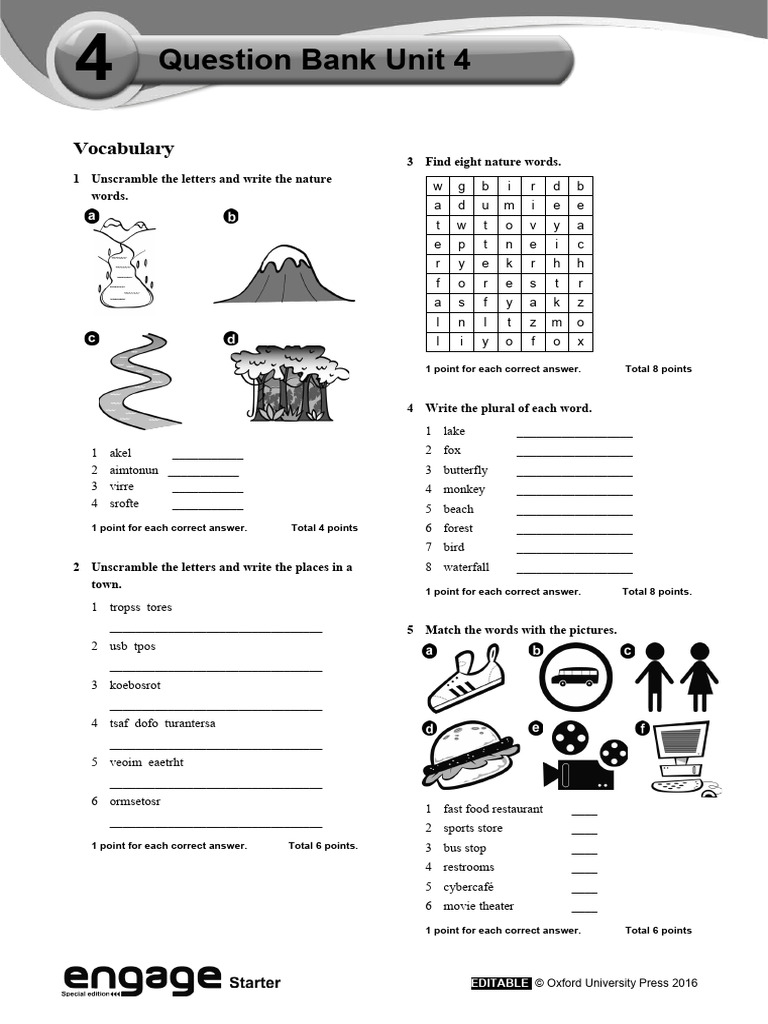 Engage Starter Unit 4 Question Bank | PDF | Language Arts & Discipline