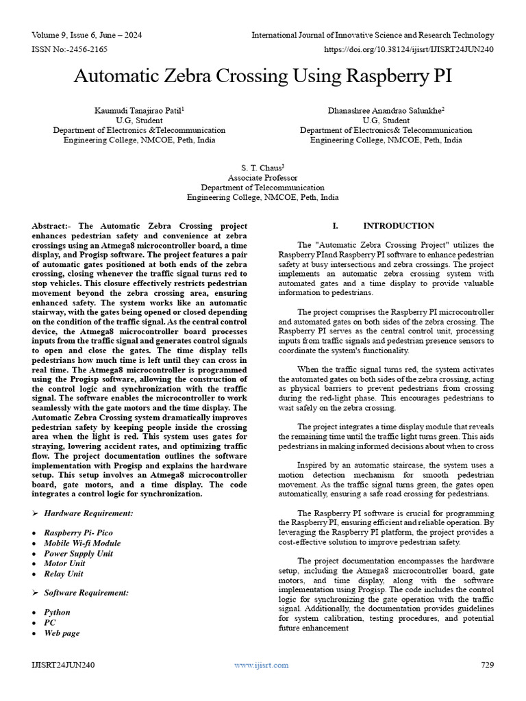 Automatic Zebra Crossing Using Raspberry PI | PDF | Traffic Light ...