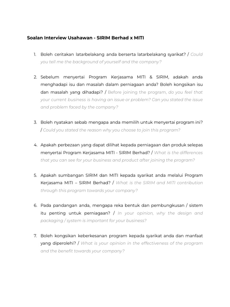 Soalan Interview | PDF