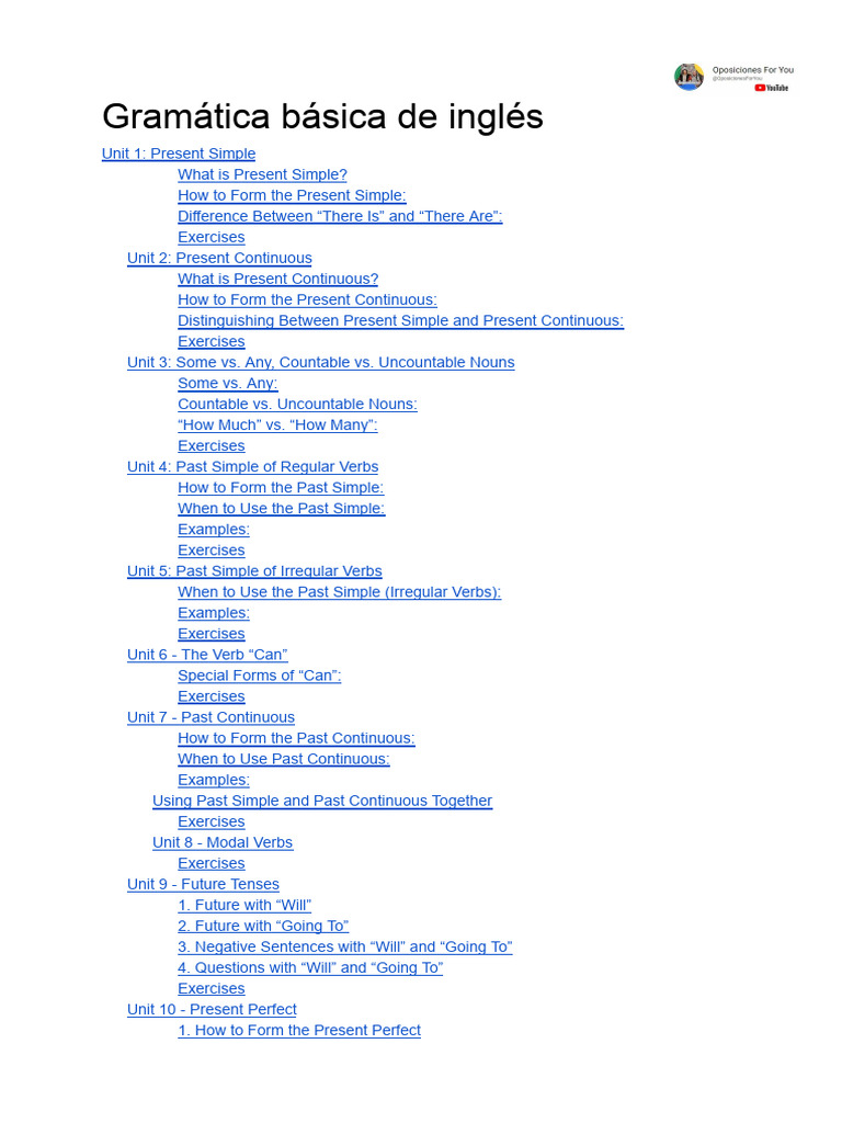 Gramática Básica | PDF | Verb | Noun