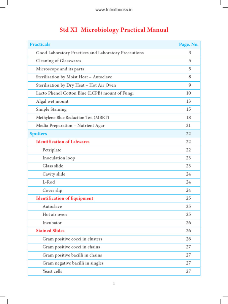 11th STD Micro Biology Practical Manual English Medium - WWW - Tntextbooks.in | PDF | Staining ...
