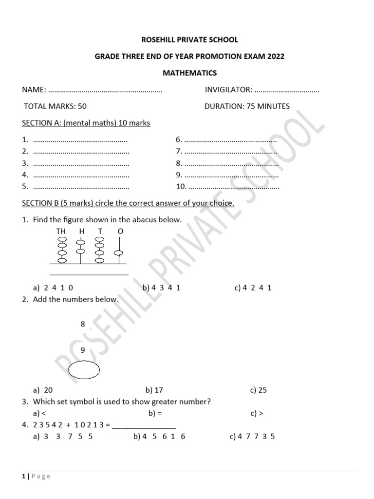 year G3 math | PDF | Arithmetic | Elementary Mathematics