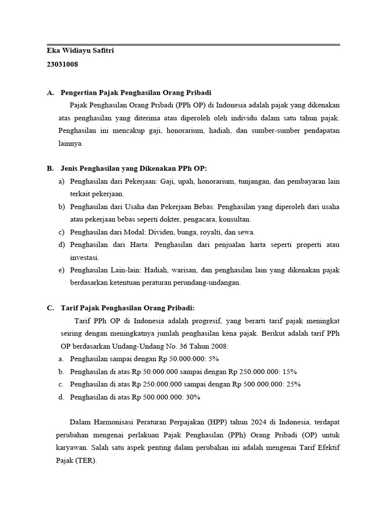 Materi PPH Op | PDF | Pengelolaan Keuangan & Uang