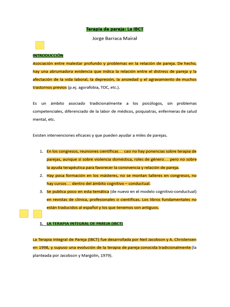 Terapia Integral de Pareja (IBCT) Explicada | PDF | Psicoterapia ...