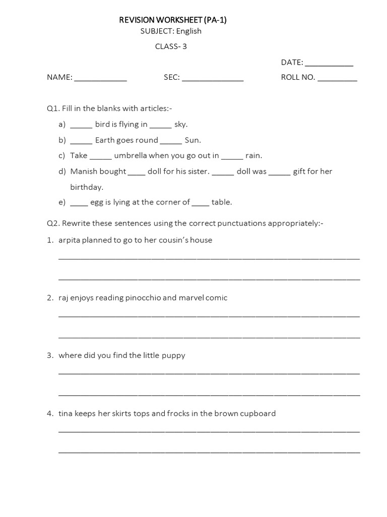 Ws Class 3 | Download Free PDF | Noun | English Language