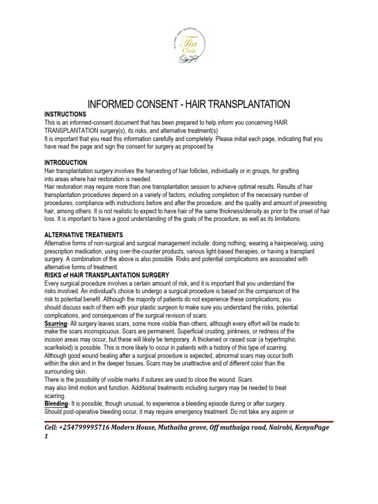 Consent Form HT | PDF | Surgery | Scar