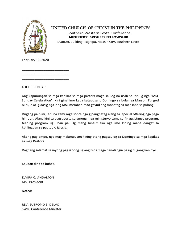 MSF Circular Letter - MSF Sunday | PDF