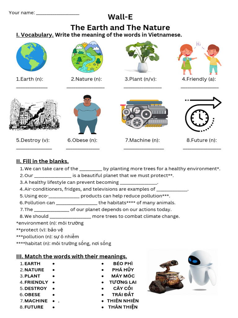 WallE Worksheet | PDF