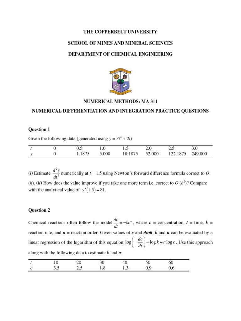 Numerical Integration And Integration Practice Questions 121412 Pdf Finite Difference